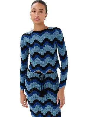 Escvdo Safi Crochet Top - Black/blues