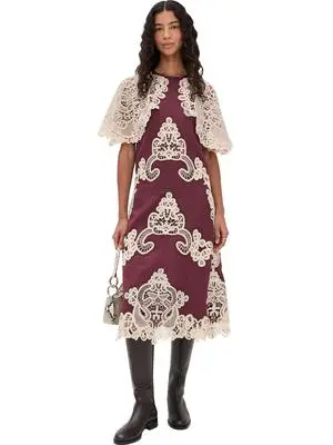 Sea Medina Lace Midi Dress - Burgundy