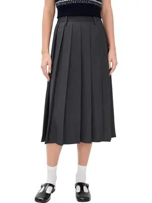 DUNST Pleated Long Skirt - Charcoal Grey