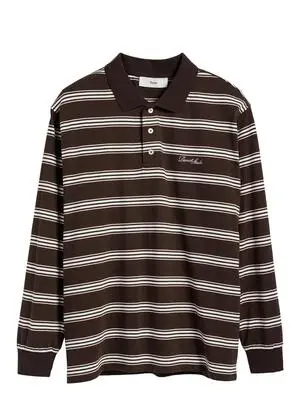 DUNST Multi Stripe Collared T-shirt - Brown Stripe