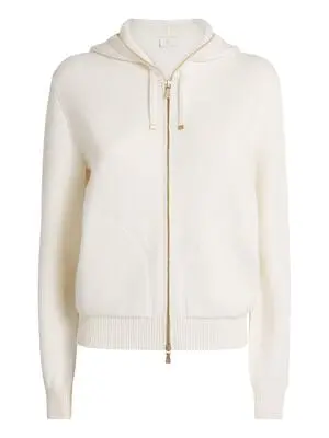 Eleventy Cashmere-cotton Blend Zip-up Hoodie - White