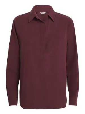 Max Mara Silk Canvas Polo-collar Shirt - Red