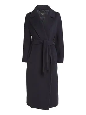 Max Mara Wool-alpaca-blend Belted Coat - Blue
