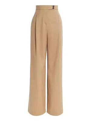 Eleventy Wool-blend Metallic Pleated Trousers - Beige