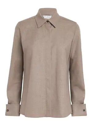 Max Mara Stretch-Cashmere Foulé Shirt Beige