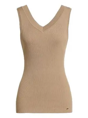 Guess Ribbed-knit Sleeveless Top - Beige