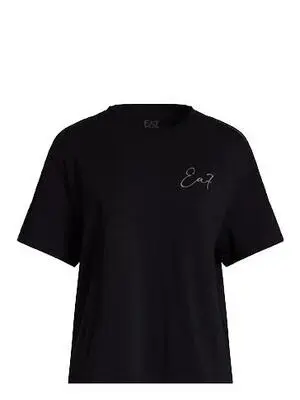 EA7 Appliquéd Jersey T-shirt - Black