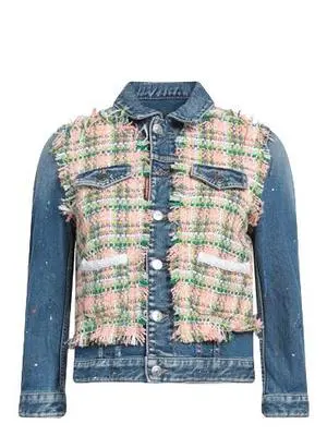 Dsquared2 Denim Trucker Jacket With Tweed Detailing - Blue