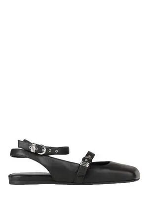 VIC MATIE Leather Ballet Flats - Black