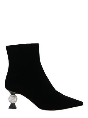 ROGER VIVIER Velvet Ankle Boots With Crystal Appliqués - Black