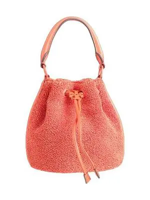 Tory Burch Leather And Textile Fiber Bucket Bag - Red