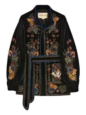 Valentino Garavani Velvet Belted Jacket - Black