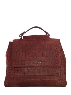 ORTIGNI Sveva Soft Crocodile-effect Shoulder Bag - Brown