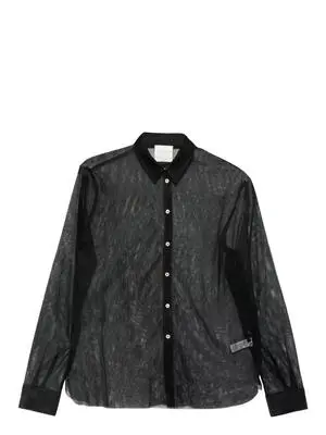FORTE_FORTE Semi-sheer Button-front Shirt - Black
