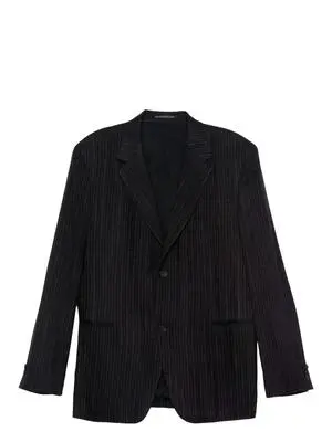 Yohji Yamamoto Striped Single-breasted Blazer - Black