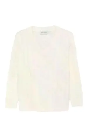 ERMANNO FIRENZE Floral-pattern V-neck Sweater - White