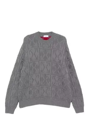 Off-White Patterned Knit Sweater - Grey
