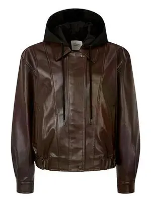 STUDIO TOMBOY Faux-leather Hooded Jacket - Brown