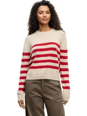 Velvet By Graham & Spencer Diana Cashmere Striped Sweater - Red