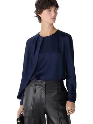 CALLAS MILANO Bliss Draped Sleeve Blouse - Black