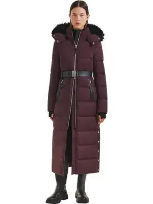 Rudsak Full-length Puffer With Faux Fur Trim - Burgundy