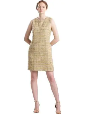 Natori Sleeveless Tweed Shift Dress - White