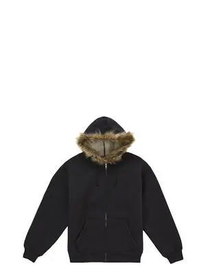 Supreme Faux Fur Zip Up Hooded Sweatshirt - Black
