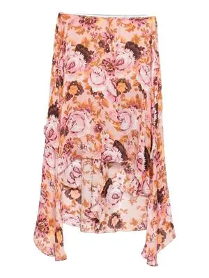 Chloé Silk Printed Skirt - Pink