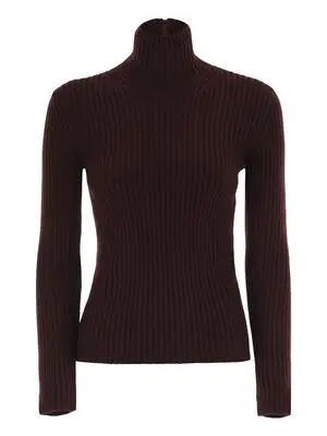 Max Mara Aral1234 Ribbed Wool And Cashmere Turtleneck Jumper - Red