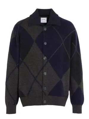 BARRIE Argyle-pattern Cardigan - Grey