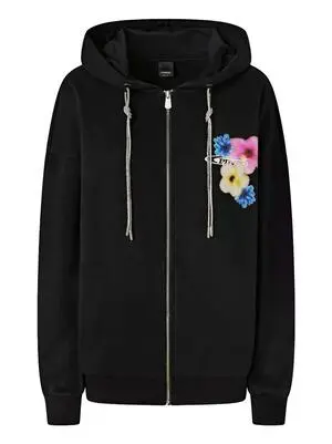 Pinko Floral Zip-up Hoodie - Black