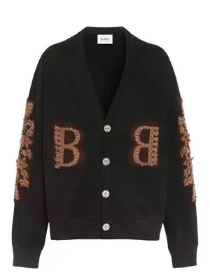 BARRIE Logo-embroidered Cardigan - Black