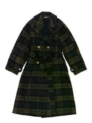 Bimba Y Lola Check-pattern Belted Coat - Green