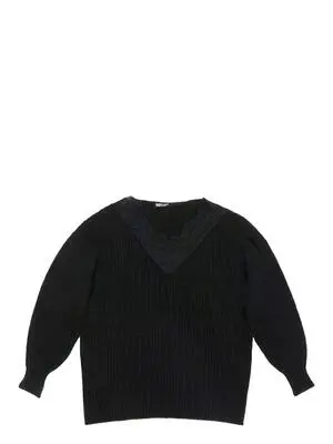 Bimba Y Lola Lace V-neck Sweater - Black