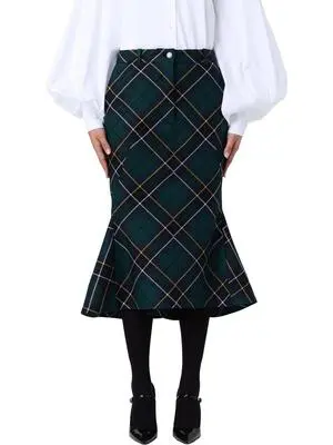 Alexander McQueen Plaid Mermaid Skirt - Navy