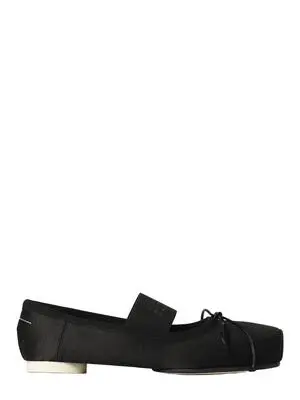 MAISON MARGIELA Mm6 Maison Margiela Satin Mary Jane Ballet Flats With Squared Toe Black