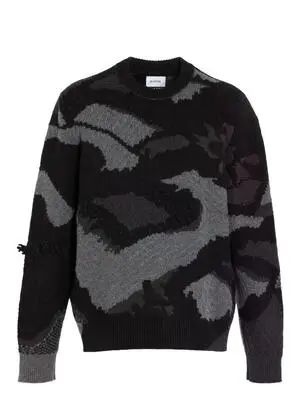 BARRIE Patterned Intarsia Knit Sweater - Black