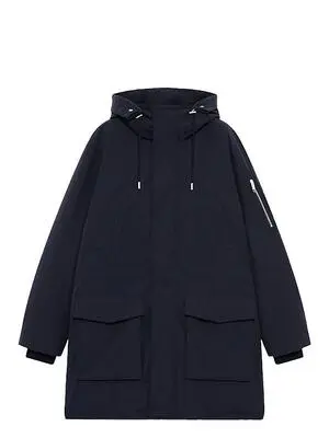 The Kooples Hooded Shell Parka Coat - Navy