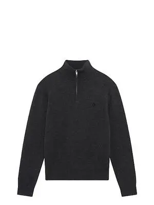The Kooples Wool-blend Sweatshirt With Embroidered Logo - Dark Grey Melange