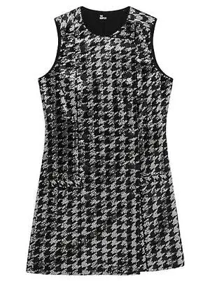 The Kooples Sequin-embellished Houndstooth Mini Dress - Black White