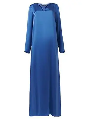 LEEM Front-slit Silk Maxi Dress - Blue