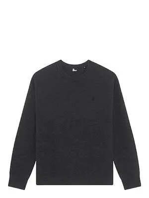 The Kooples Brand-embroidered Wool-blend Jumper - Dark Grey Melange