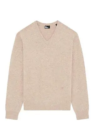 The Kooples V-neck Cashmere-blend Jumper - Beige Melange
