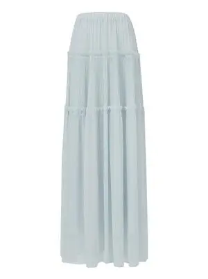 LEEM Tiered Maxi Chiffon Skirt - Blue