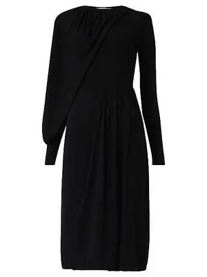 LEEM Scarf Detail Knitted Midi Dress - Black