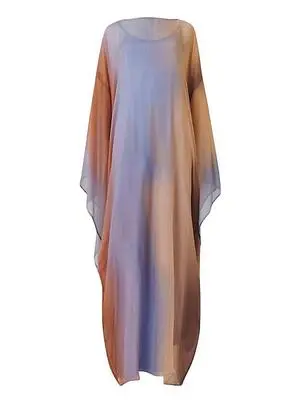 LEEM Metallic Kimono-sleeve Woven Kaftan - Brown