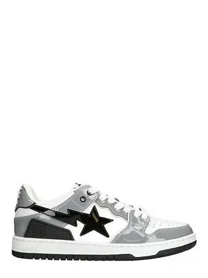 A BATHING APE Bape Sk8 Sta #1 M2 Leather Trainers - Grey Mid