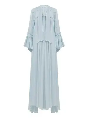 LEEM Frill Detailed Woven Kaftan - Blue