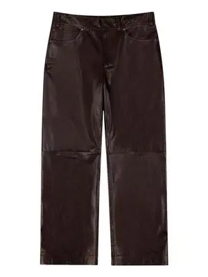 ENTIRE STUDIOS Leather Straight Leg Trousers - Brown