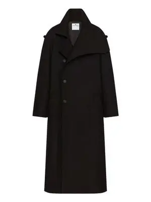 COURREGES Oblique Wool Maxi Trench Coat - Black